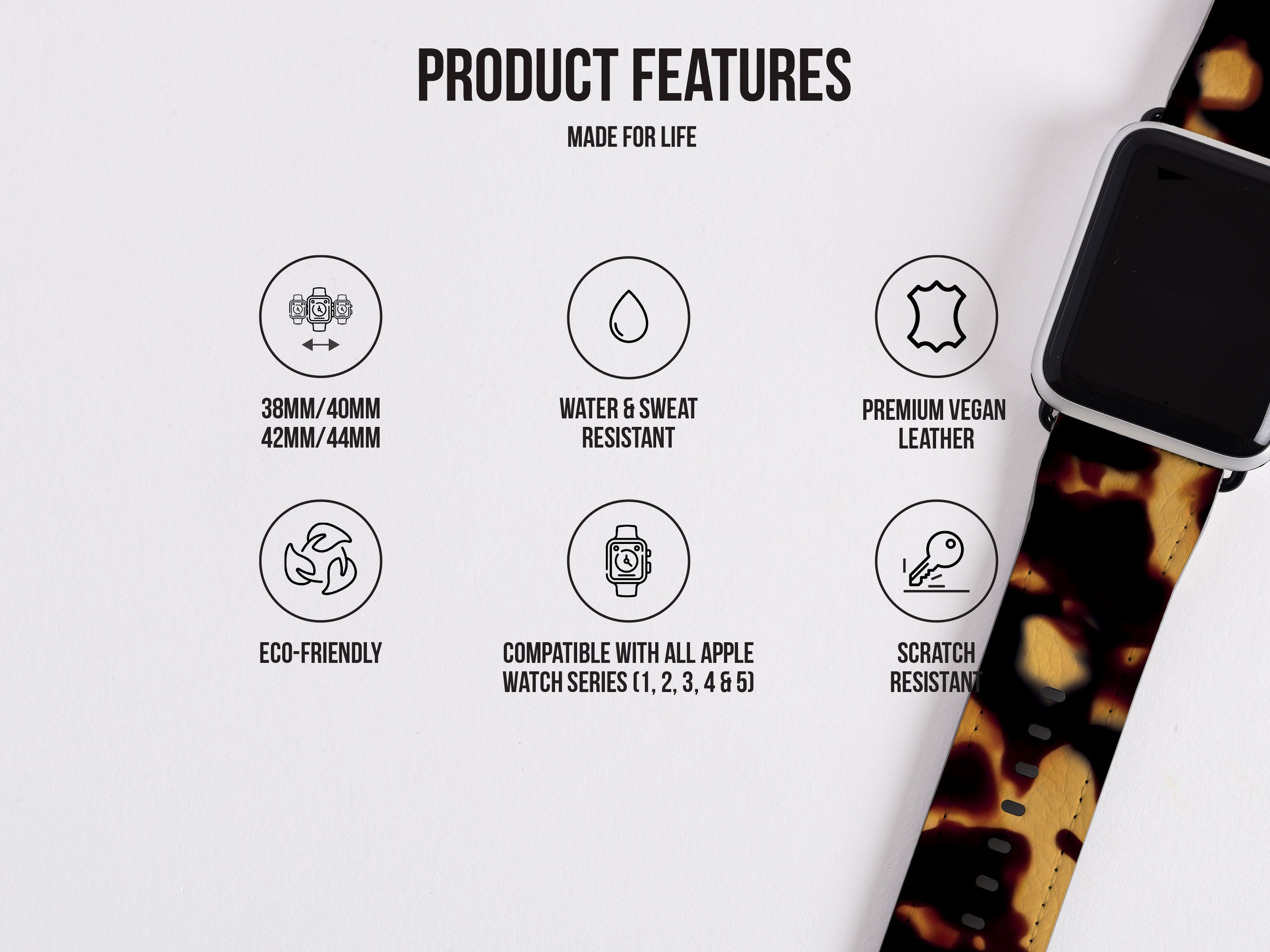 Classic Tortoise Shell Apple Watch Band Animal Print Vegan - Etsy