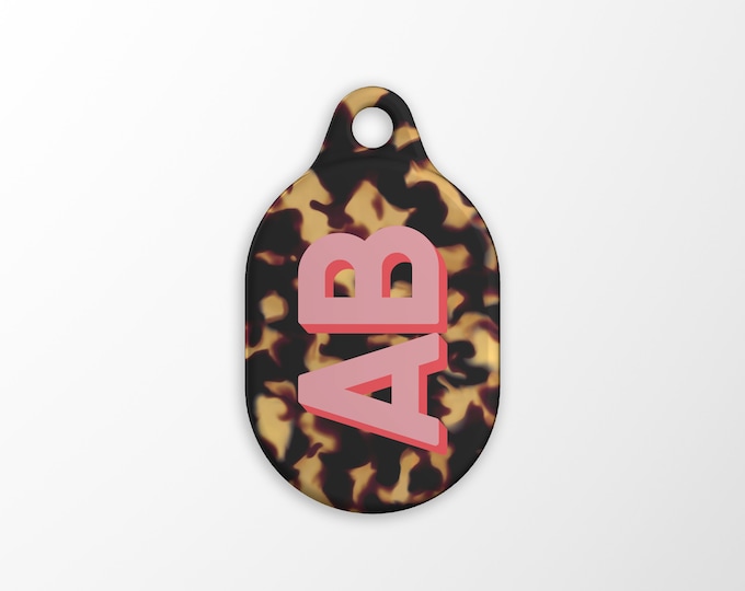 Monogram Tortoise AirTag Case Personalized Large Initials Hard Plastic ...