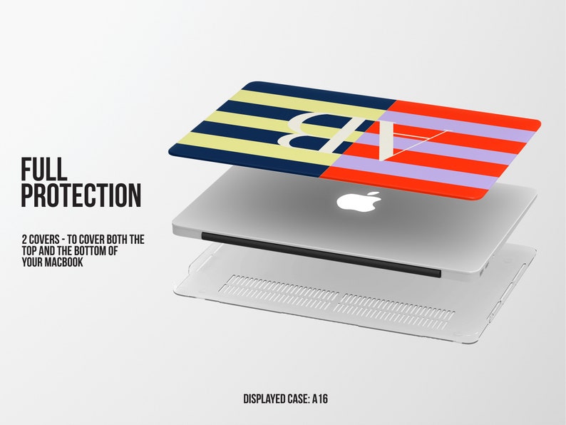 Striped Monogram MacBook Air M2 Case | Personalized Initials MacBook ...