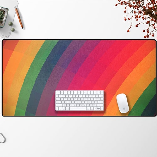 Retro Rainbow Mouse Pad Cute Mousepad Office Decor Desk - Etsy