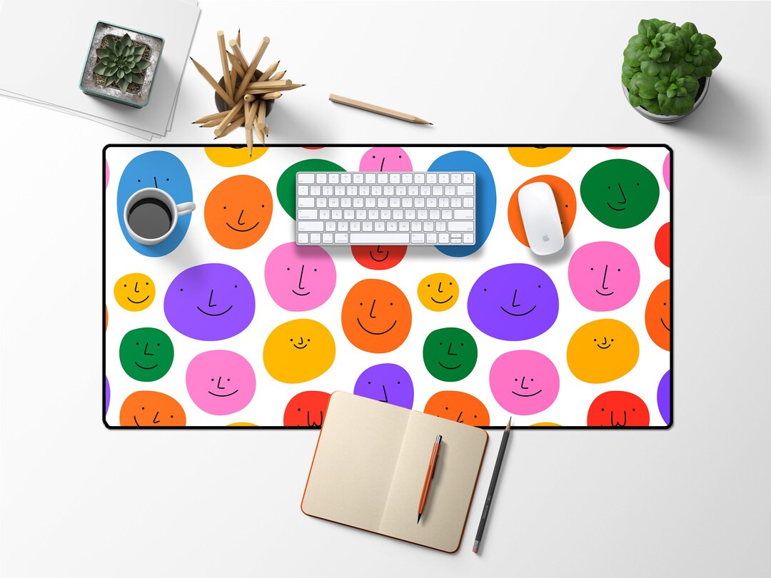 Smiley Face Desk Mat Desk Accessory Trendy Workspace - Etsy UK