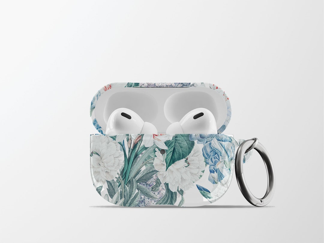 Floral Pattern Air Pods Case | Custom Blue Iris Protective Apple ...