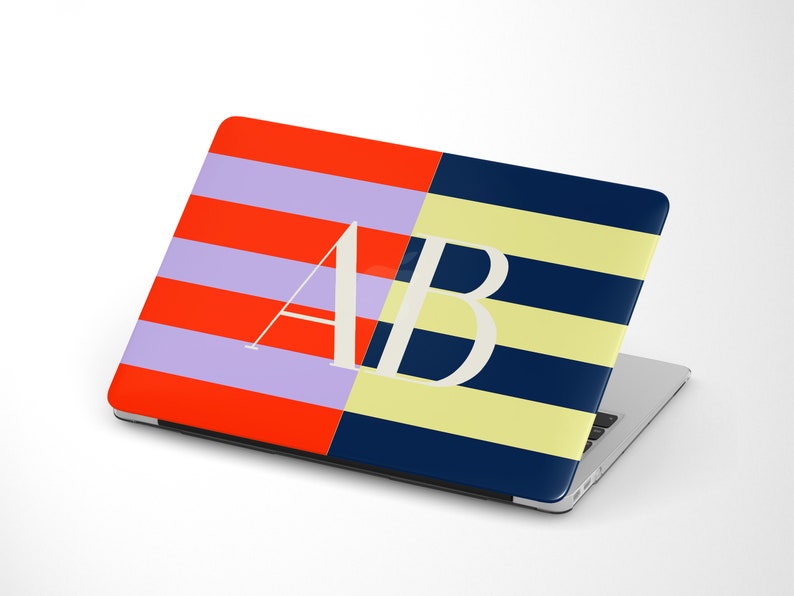 Striped Monogram MacBook Air M2 Case | Personalized Initials MacBook ...