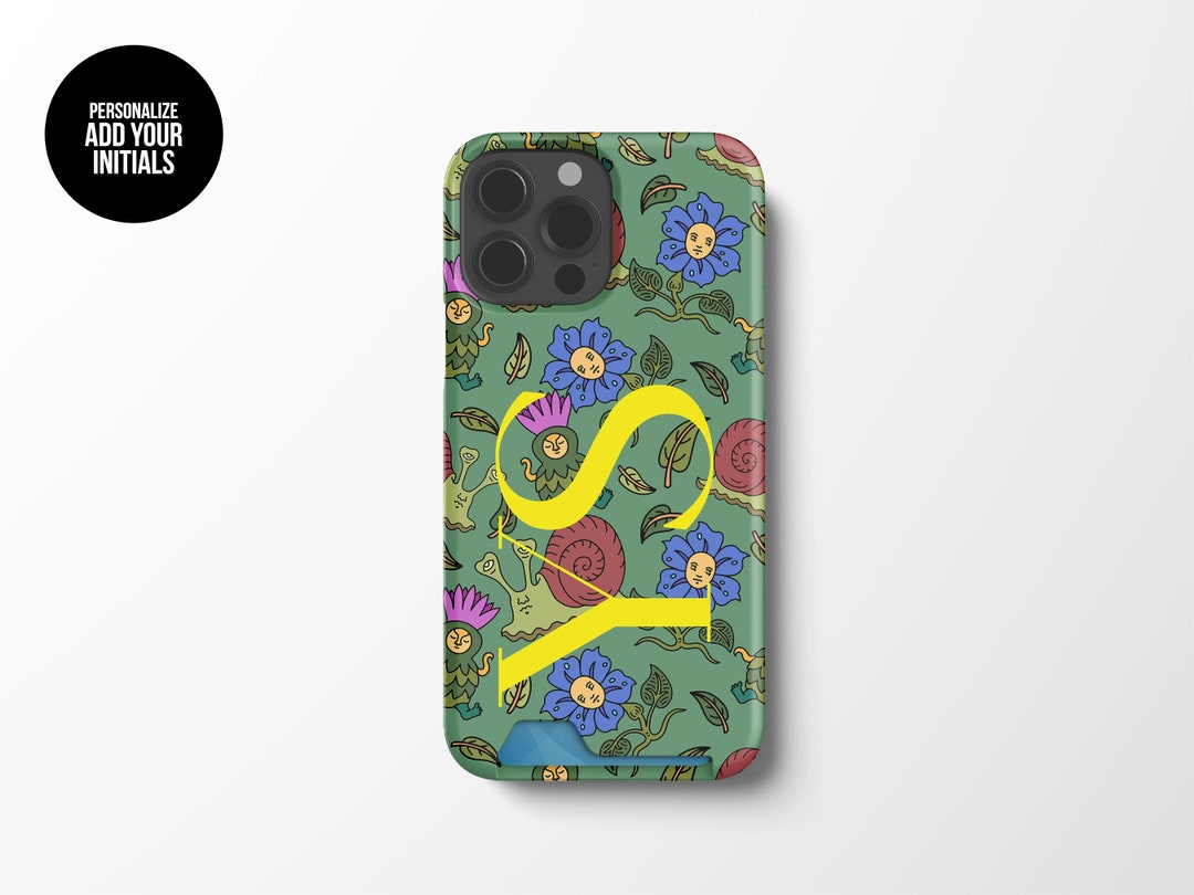 TRIPPY SNAILS Monogram iPhone 13 Card Case | Initials Cardholder Phone ...