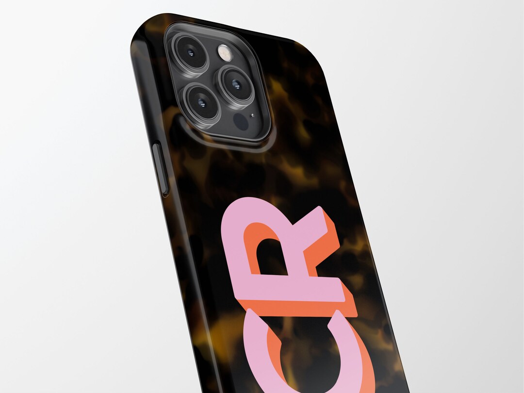 Custom Monogram iPhone Case | Tortoise Personalised iPhone 14 13 12 11 ...