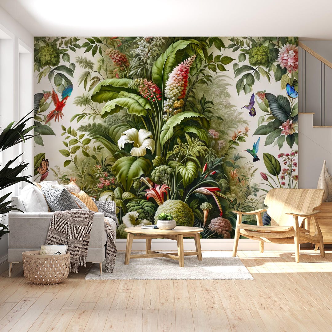 Lush Tropical Paradise Wall Mural - Digital Printing, Can Be Customized ...