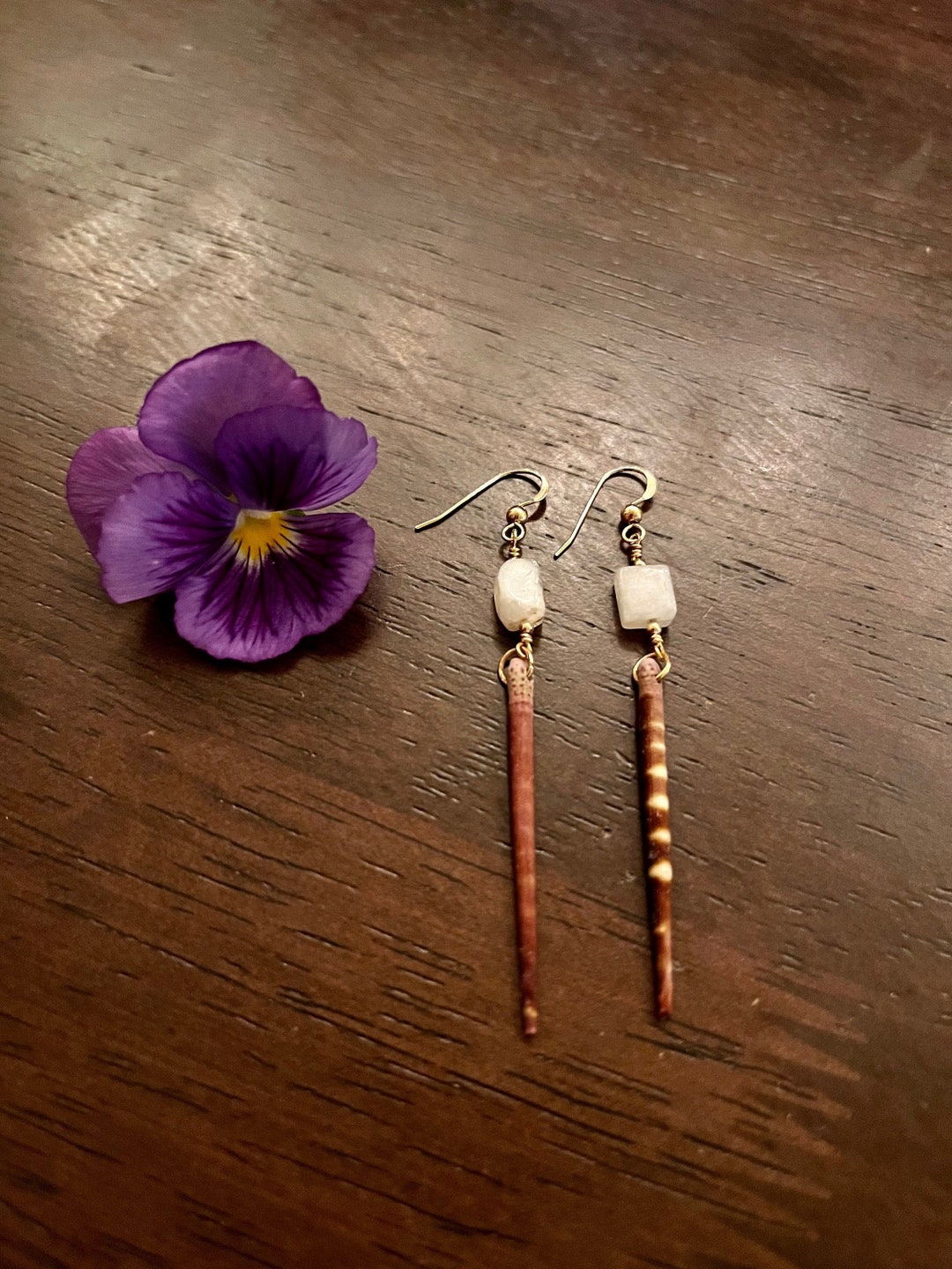Real Sea Urchin Spine & Quartz Earrings, 14K Gold Filled - Etsy