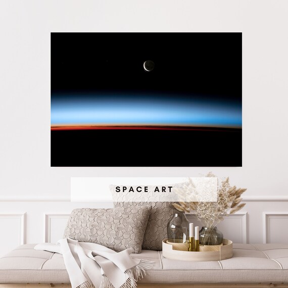 Earth and Moon From Space Space Art Print Scifi Wall Decor - Etsy