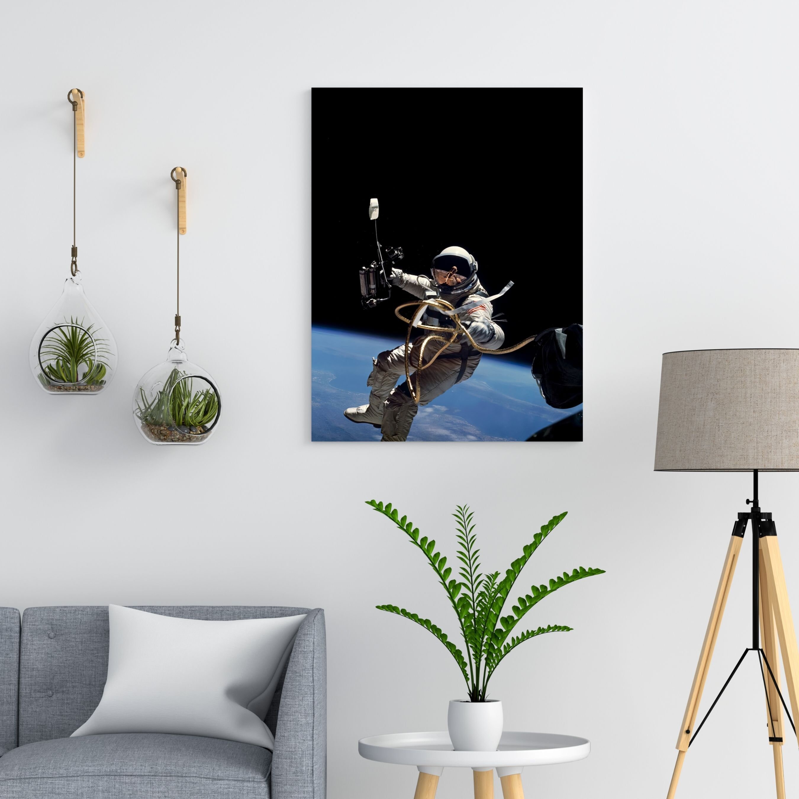 NASA Astronaut Spacewalk, Metallic Art Print, Remastered Scifi Wall ...