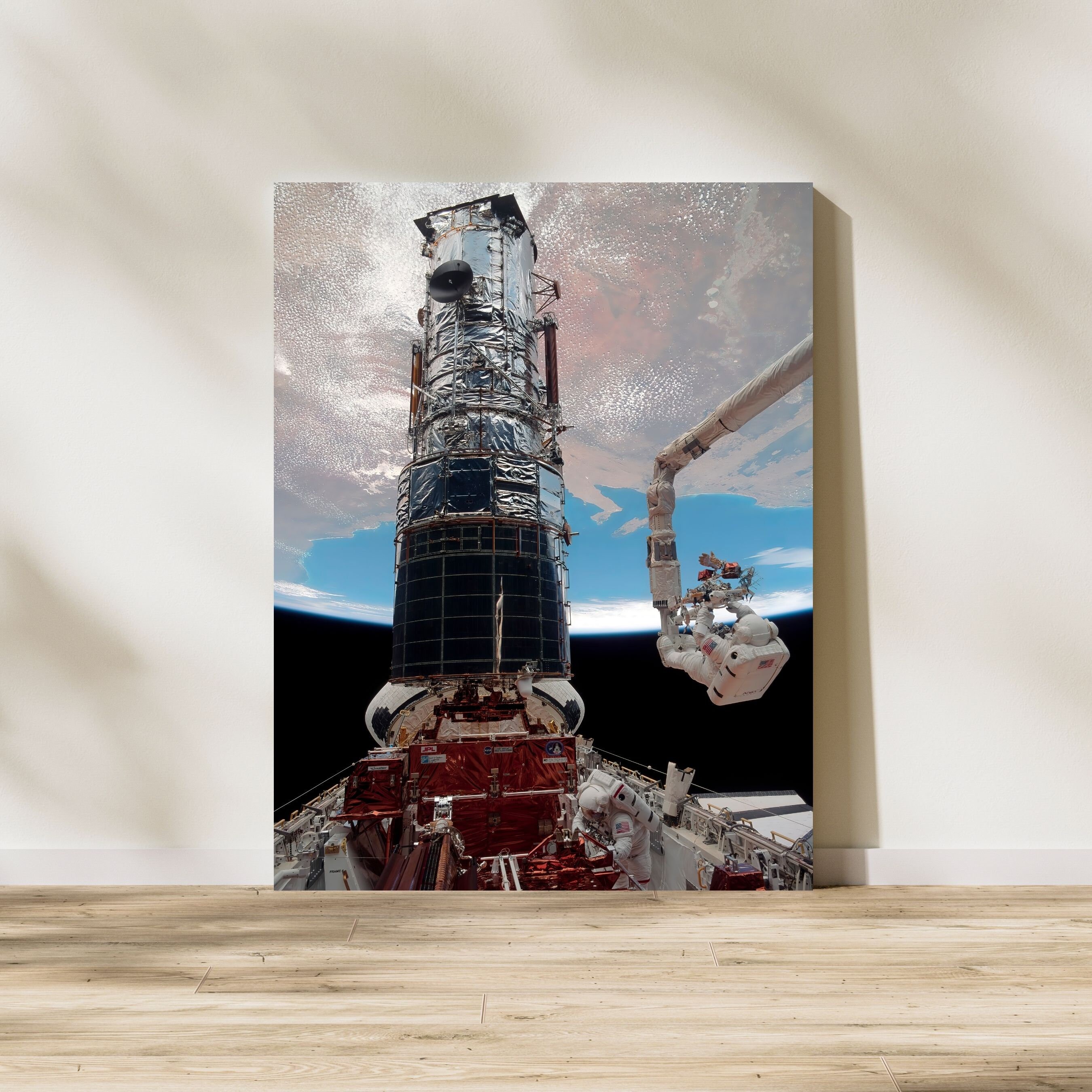Hubble Telescope and Space Shuttle Endeavour, Metallic Art Print ...