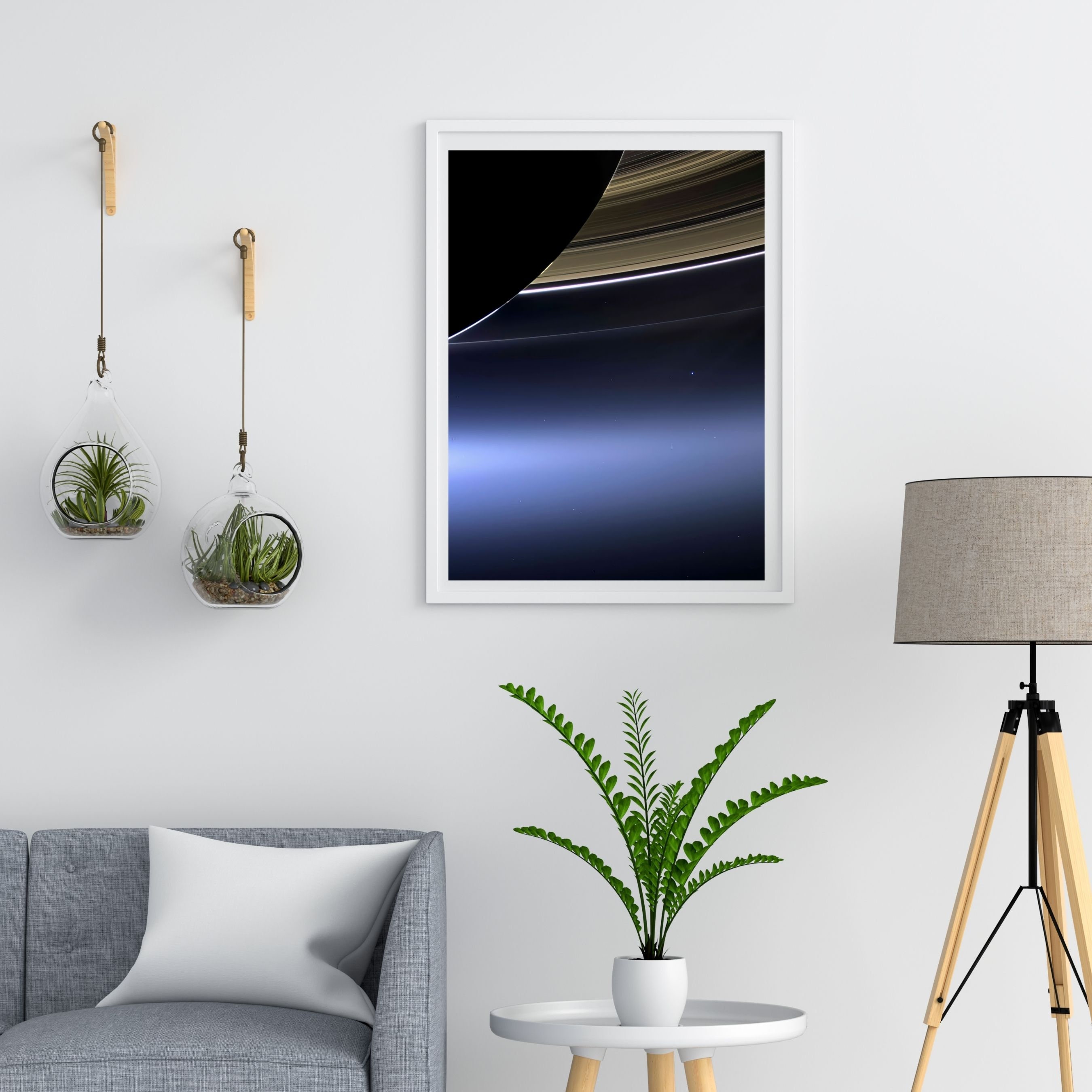 Earth From Behind Saturn, Framed Cassini Space Probe Photograph, NASA ...