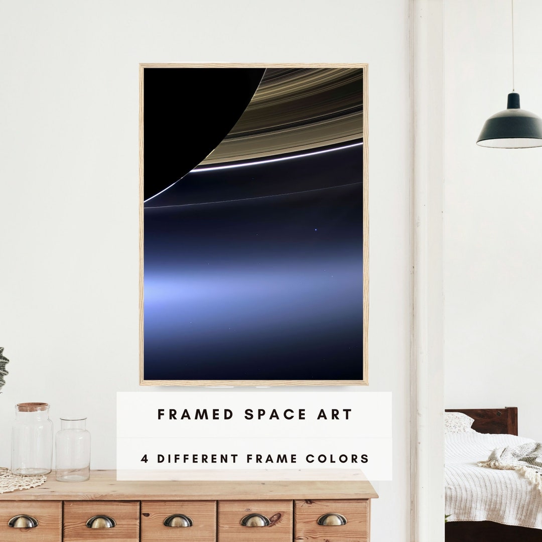 Earth From Behind Saturn, Framed Cassini Space Probe Photograph, NASA ...
