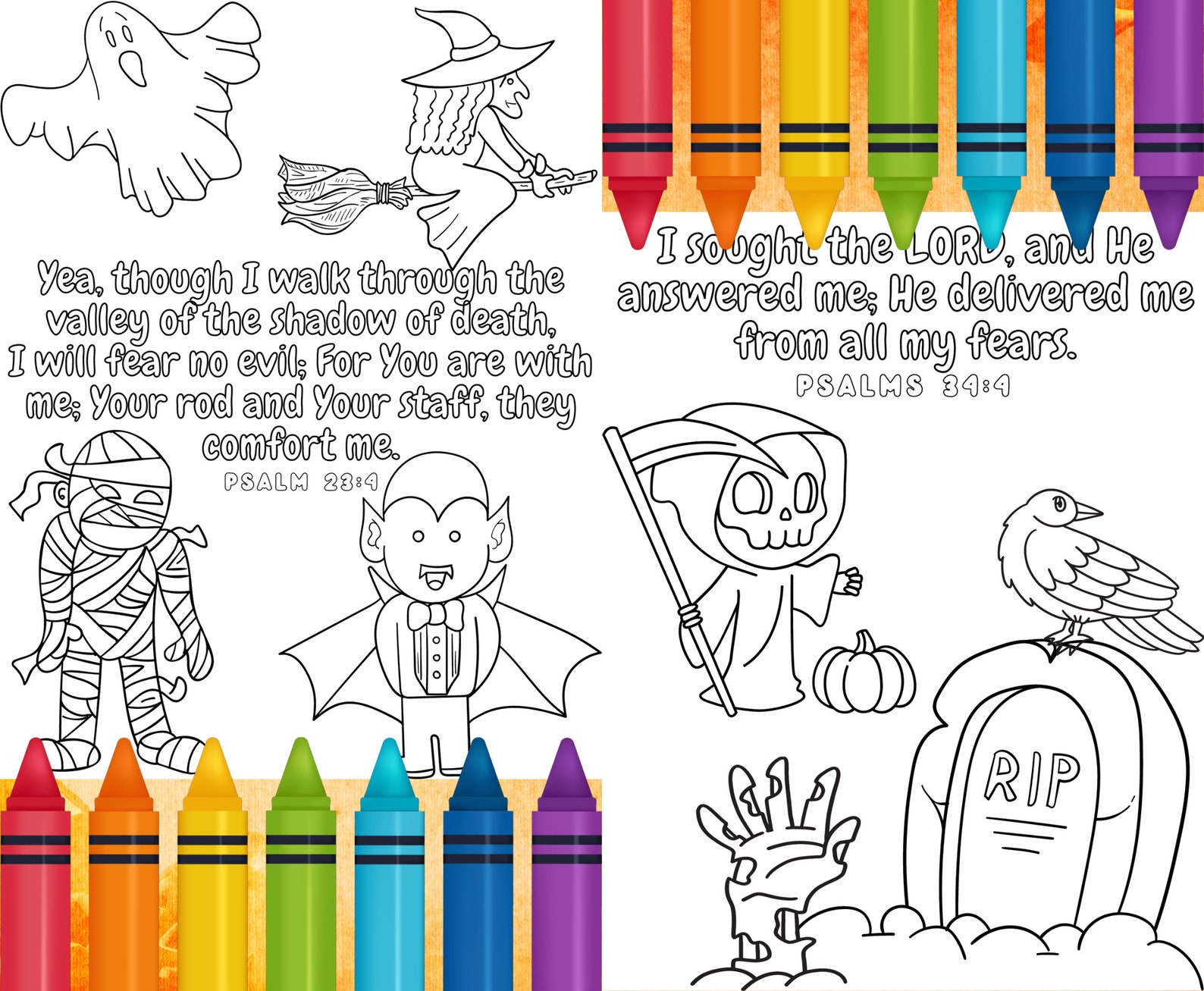 Bible Verse Halloween Coloring Pages Christian Halloween - Etsy