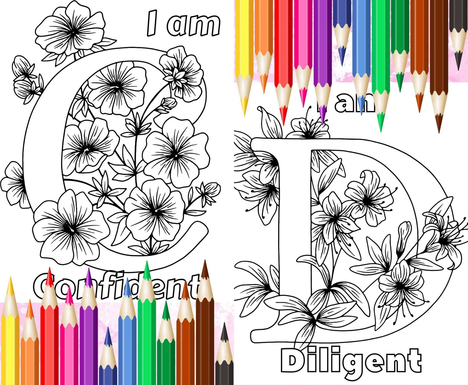 ABC Affirmation Coloring Pages, Printable Adult Coloring Pages ...