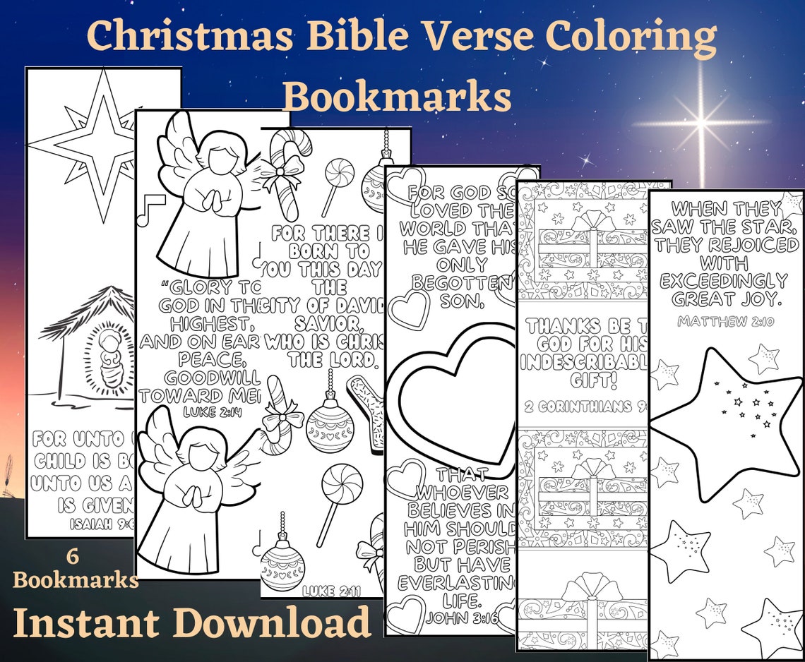Christmas Bible Verse Bookmarks, Nativity Scene Bookmarks, Sunday ...