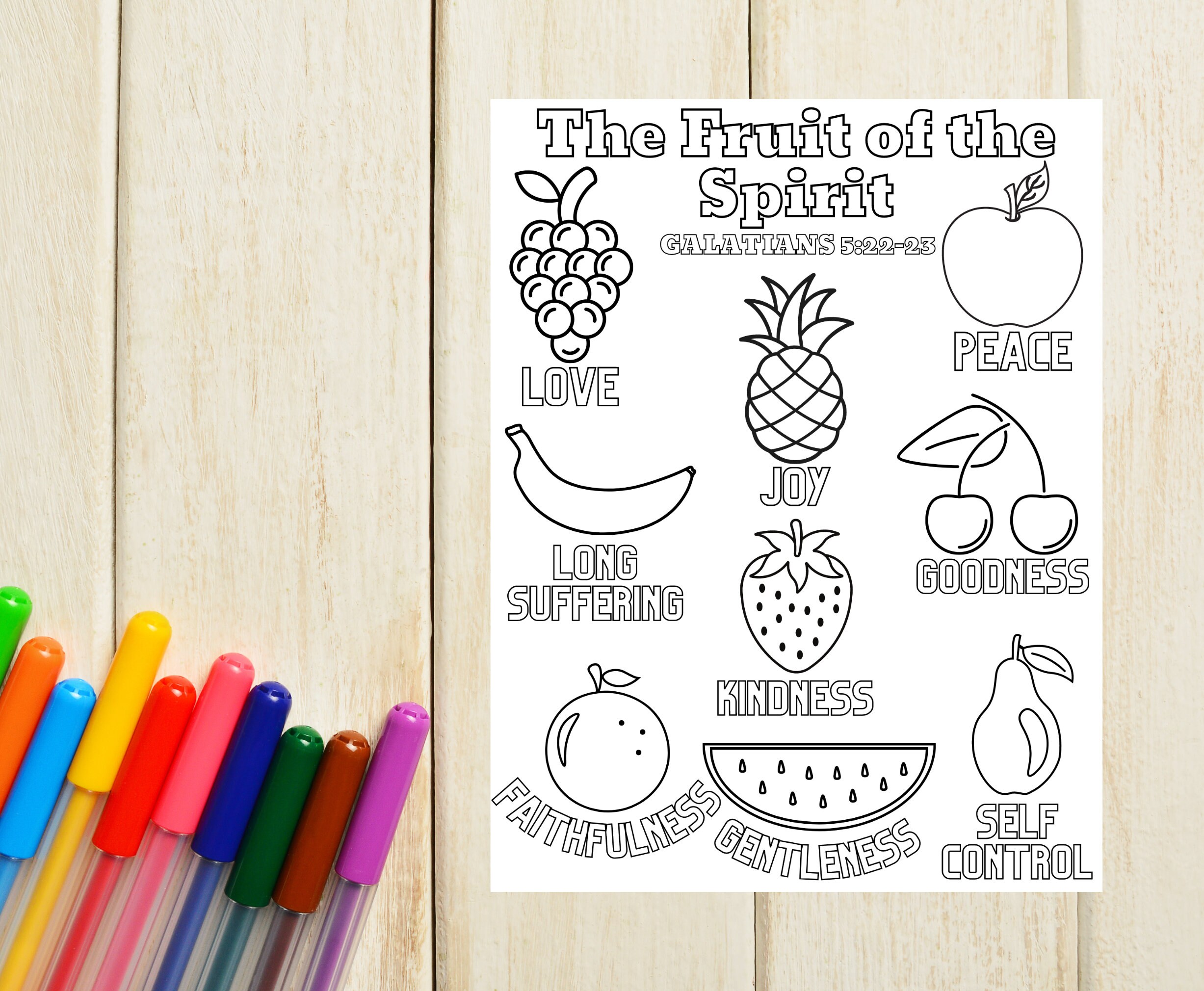Fruit of the Spirit Coloring Pages, Sunday School Bible Activity ...