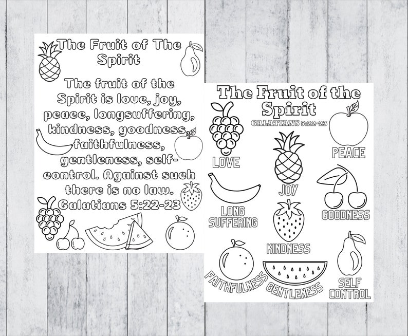 Fruit of the Spirit, Kids Coloring Pages, Bible Verse Bookmark, Sunday ...