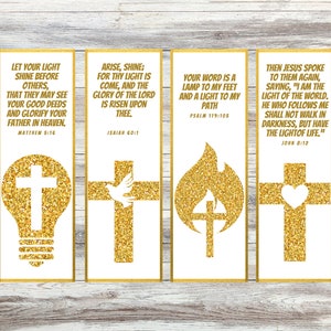 Set of 4 Bible Verse Bookmark Printables, Scripture Bookmarks, Light ...
