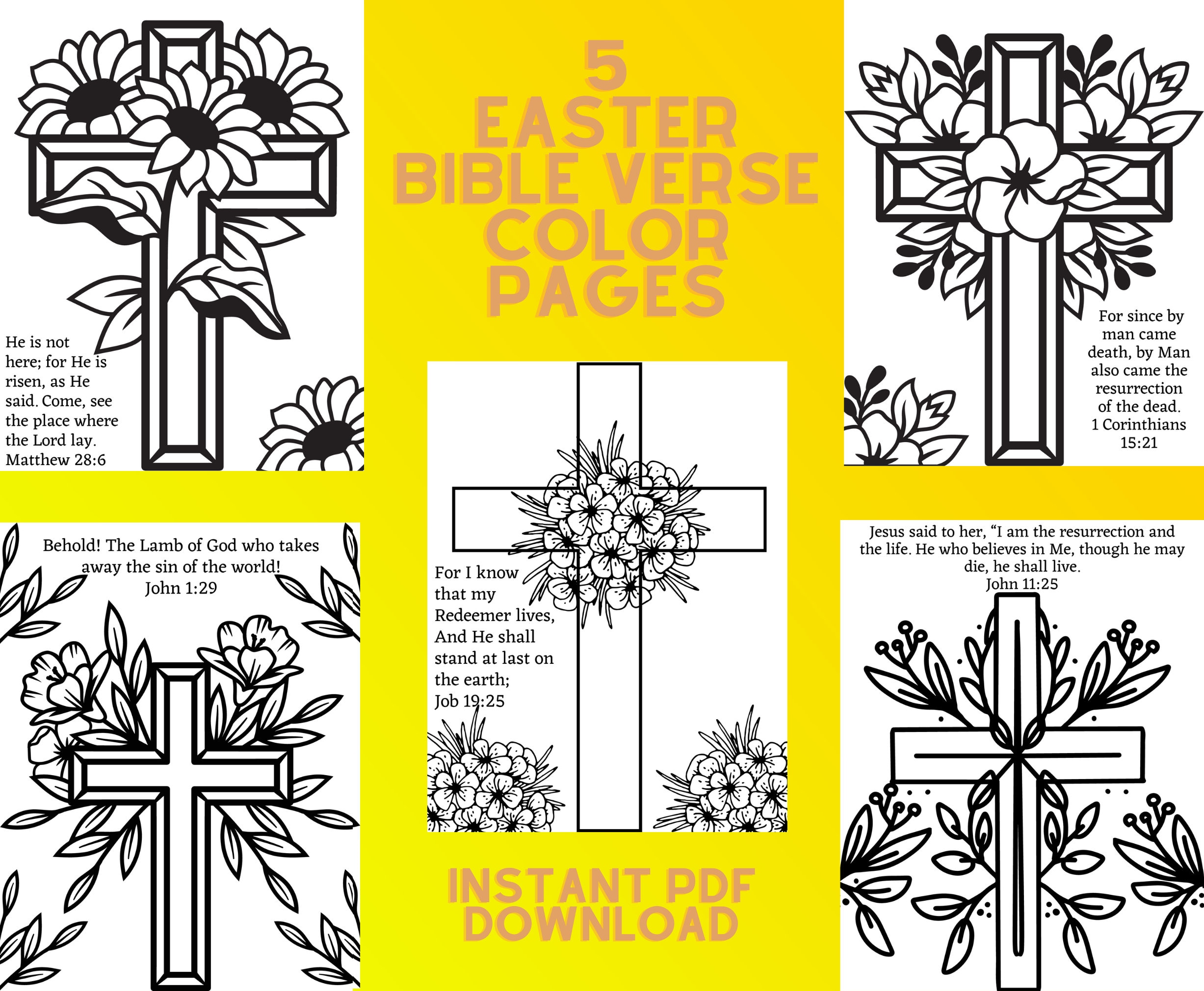 Easter Bible Verse Coloring Pages, Easter Coloring Activities, Sunday ...
