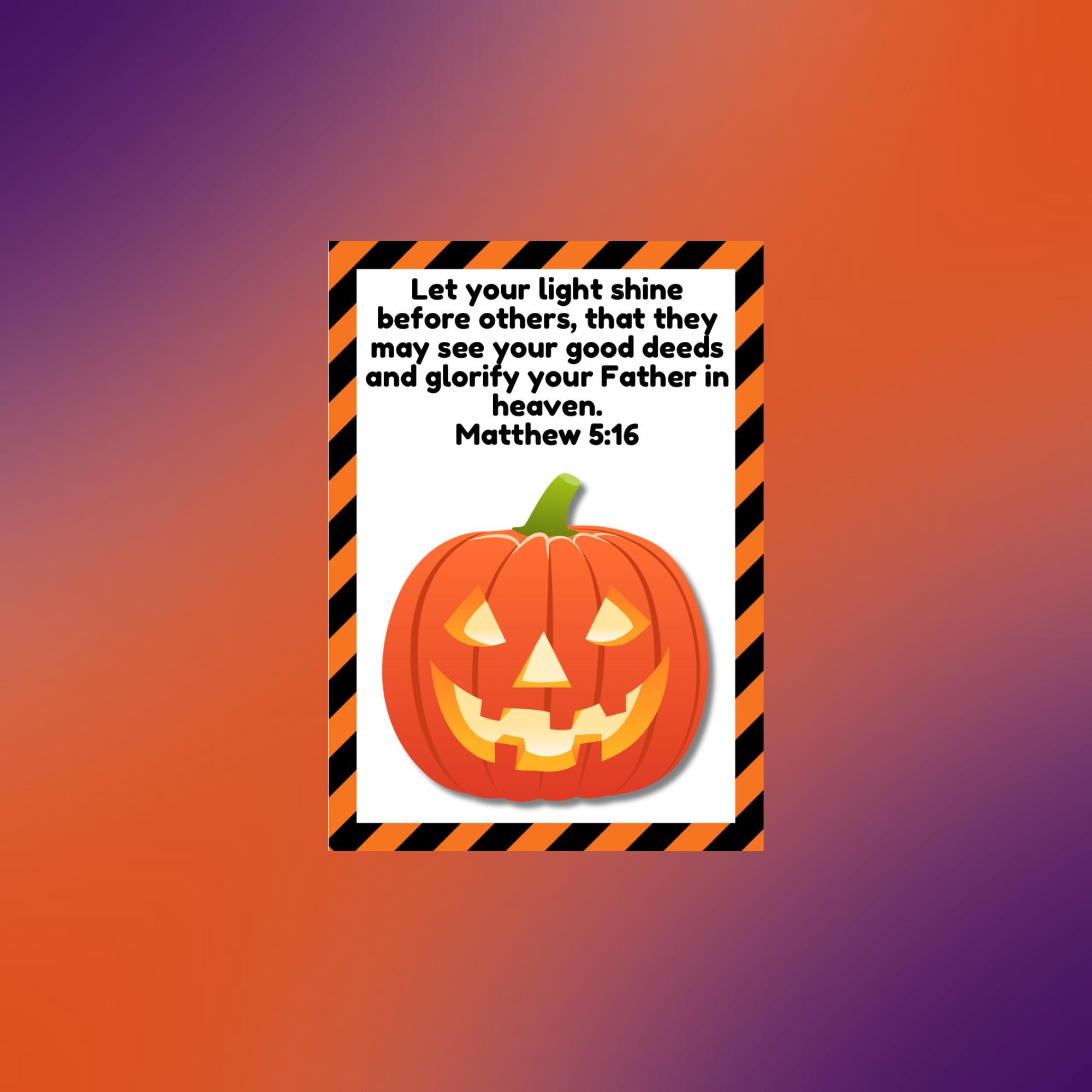 Christian Halloween Cards, Halloween Bible Verse Tracts, Trick or Treat ...