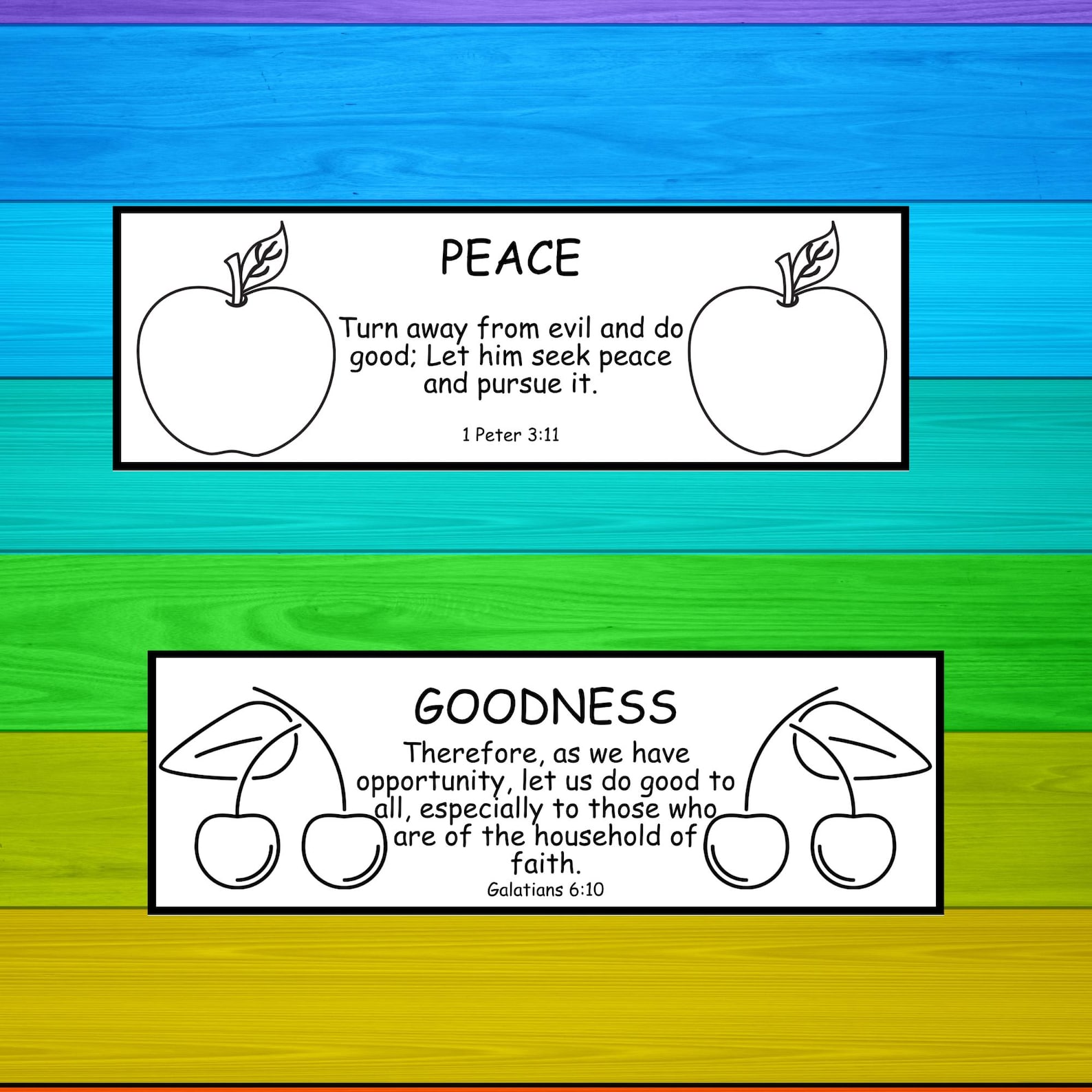 10 Fruit of the Spirit Coloring Bookmarks, Galatians 22 23, Bookmark ...
