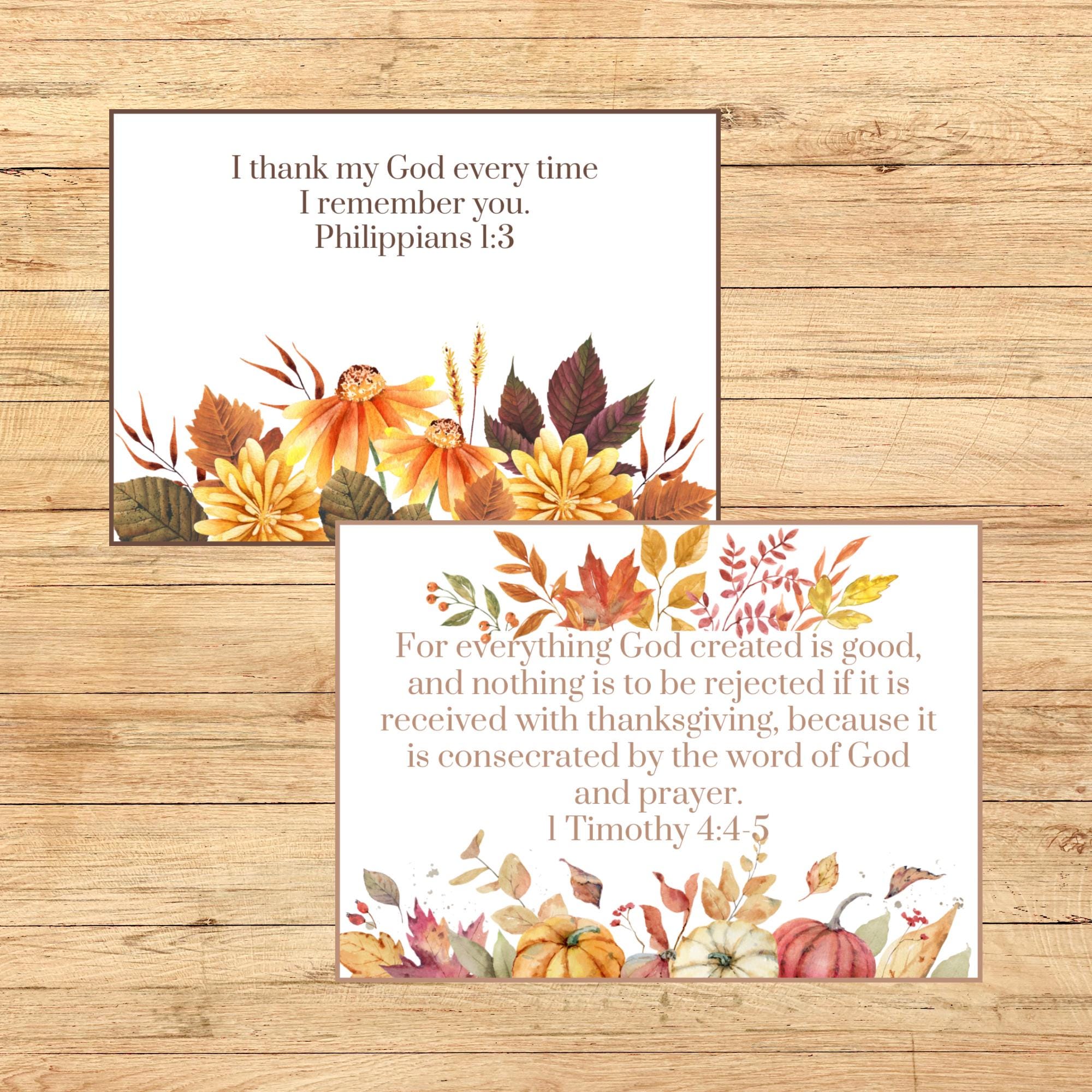 Thanksgiving Scripture Cards, Scripture Memory Cards, Bible Verse Cards ...