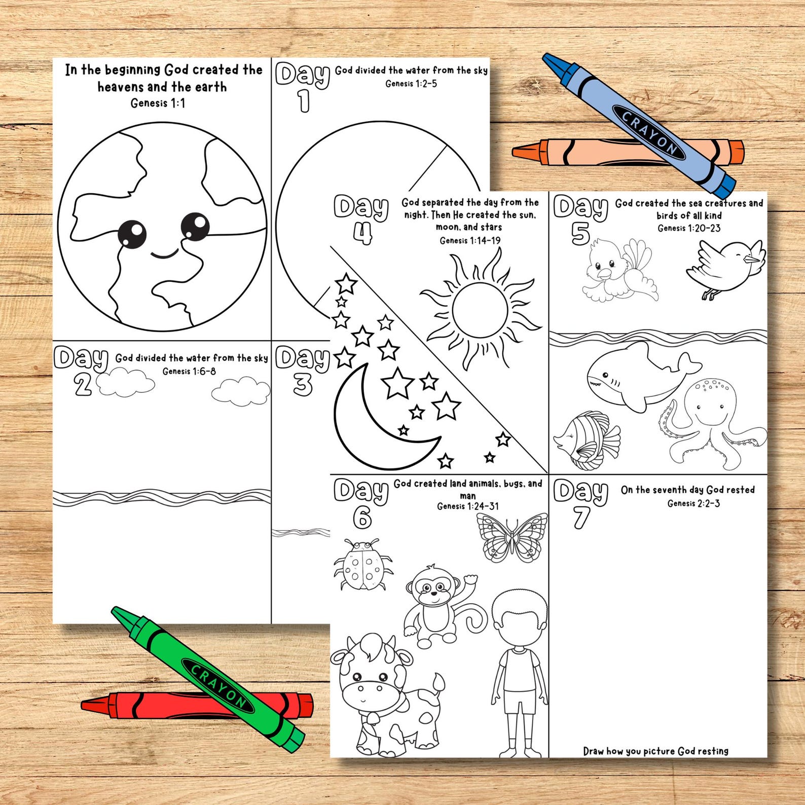 Days of Creation, Bible Stories for Kids, Bible Lesson and Crafts for ...