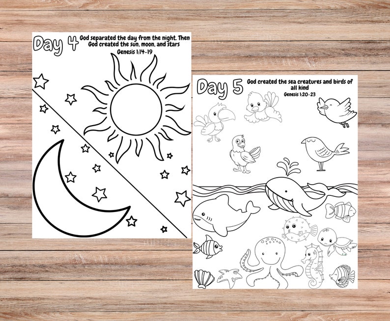 8 Bible Verse Coloring Pages, 7 Days of Creation Coloring Pages, Bible ...