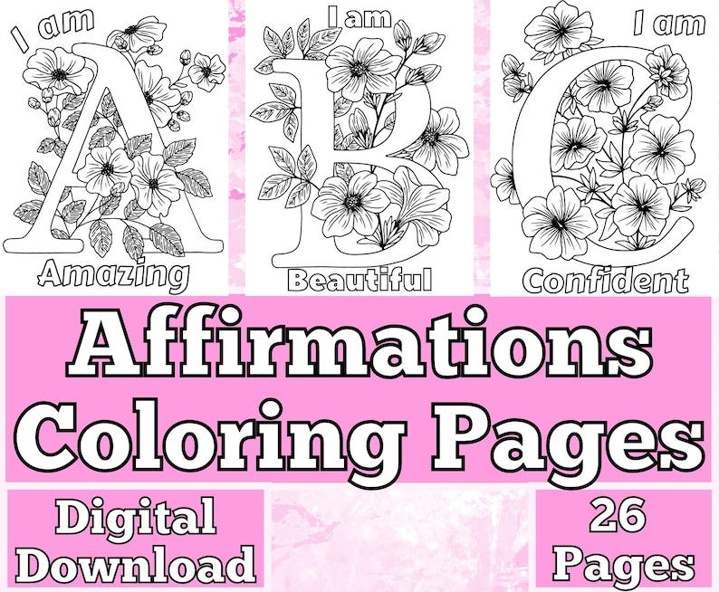 ABC Affirmation Coloring Pages, Printable Adult Coloring Pages ...
