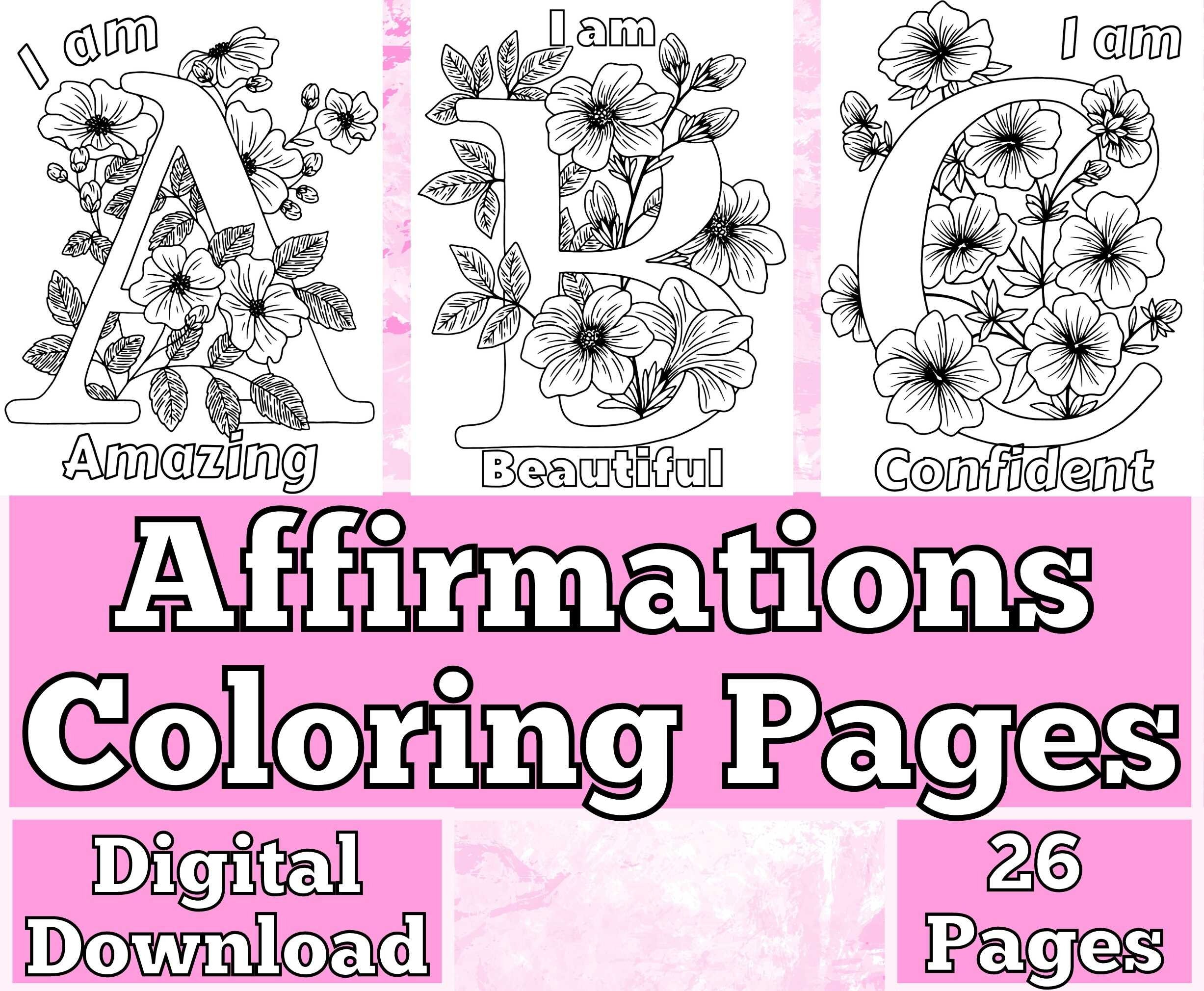 ABC Affirmation Coloring Pages, Printable Adult Coloring Pages ...