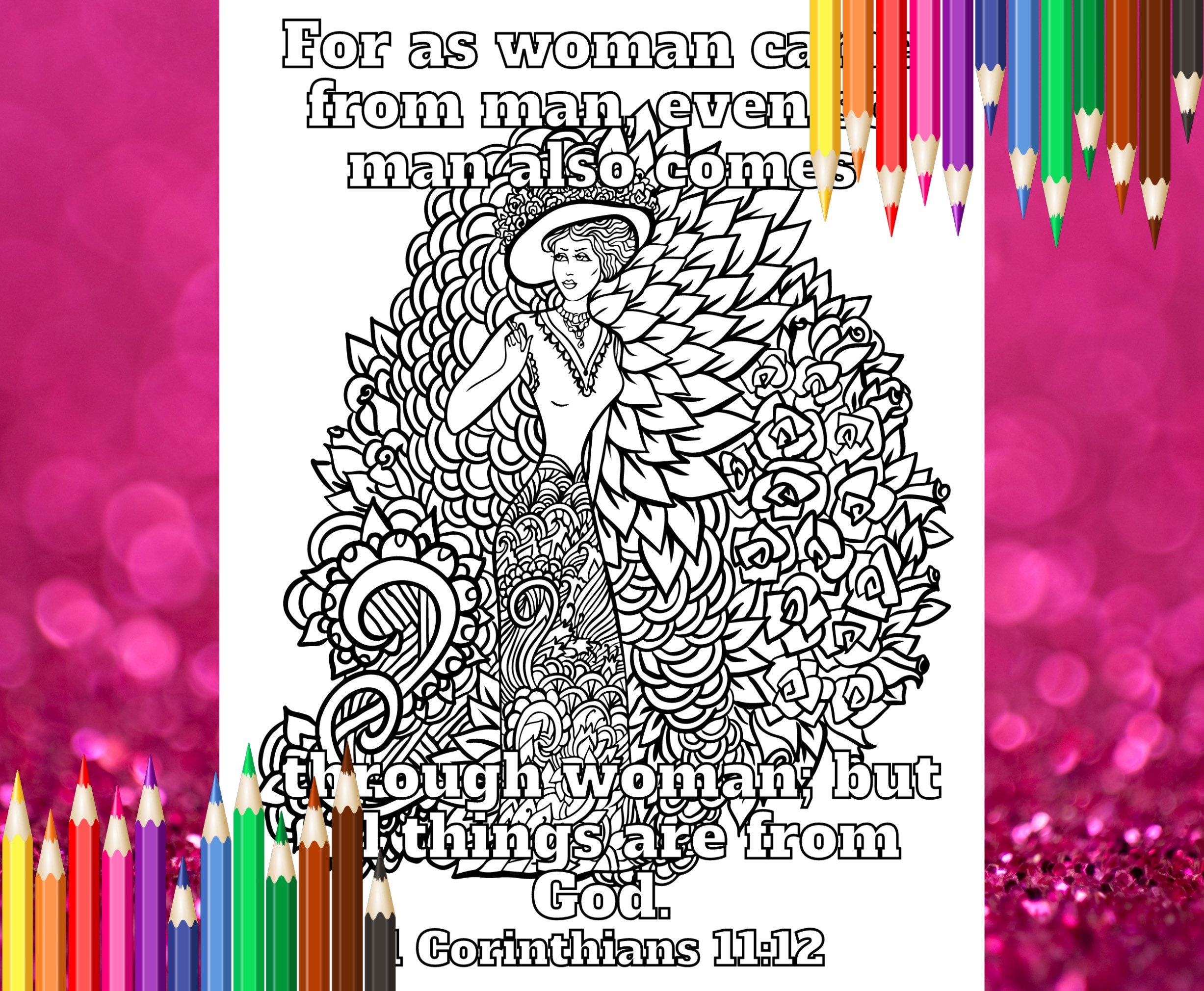 Bible Verse Coloring Pages for Girls and Women Scripture - Etsy