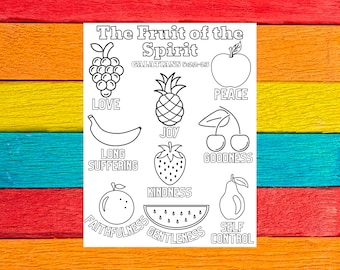 Fruit of the Spirit Coloring Page, Sunday School Activity, Galatians 5: ...