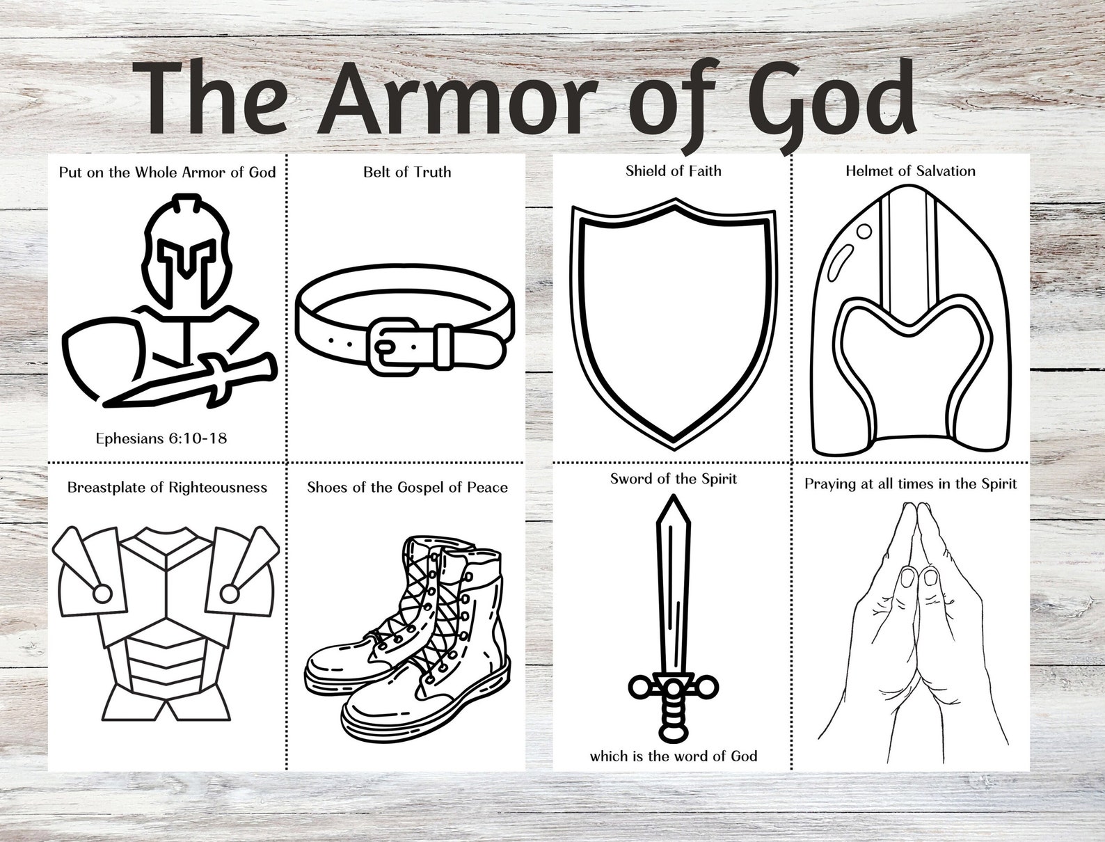 Armor of God Printable, Ephesians 6 Craft, Armor of God Coloring Pages ...