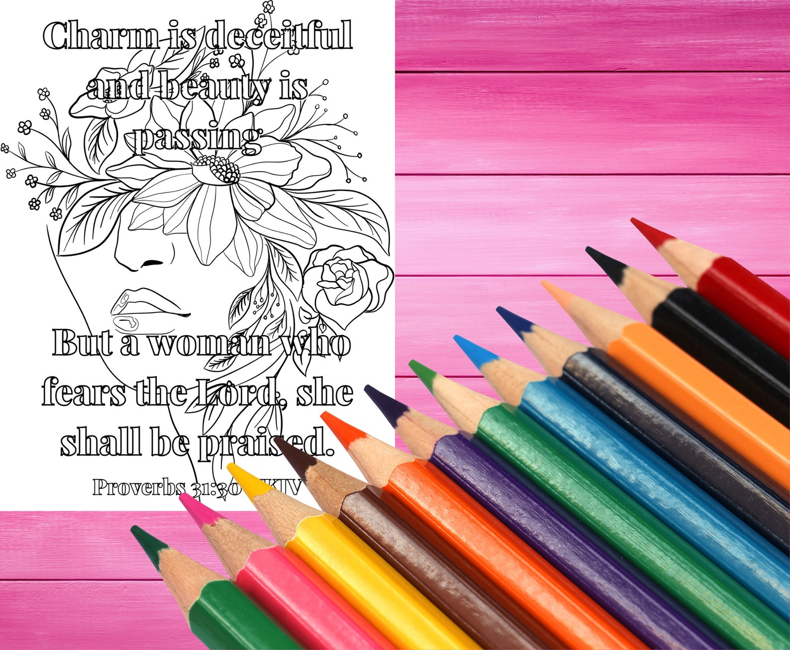 Bible Verse Coloring Pages for Women, Coloring Pages Flowers, Scripture ...