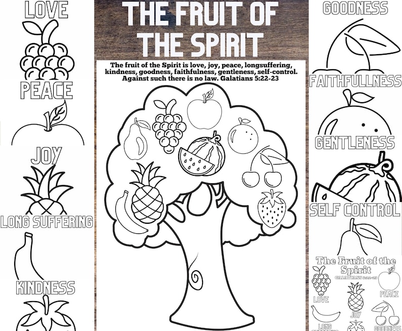 Fruit of the Spirit Coloring Pages, Sunday School (digital Download) - Etsy