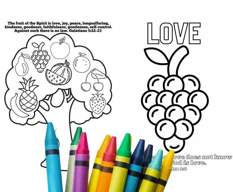 Fruit of the Spirit Coloring Pages, Sunday School Craft, Coloring ...
