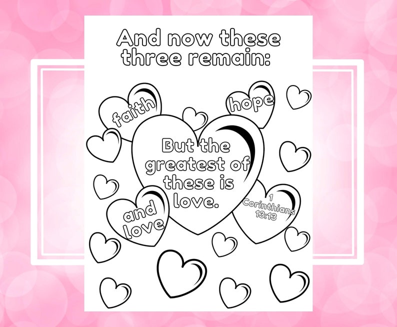 Love Bible Verse Coloring Pages Christian Coloring Pages - Etsy