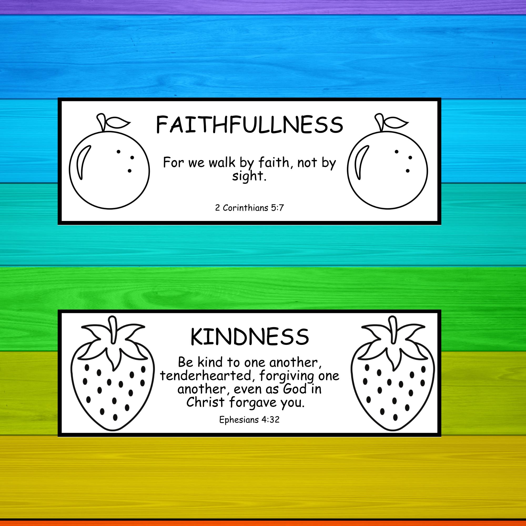Fruit of the Spirit Coloring Bookmarks, Bible Verse Printables (digital ...