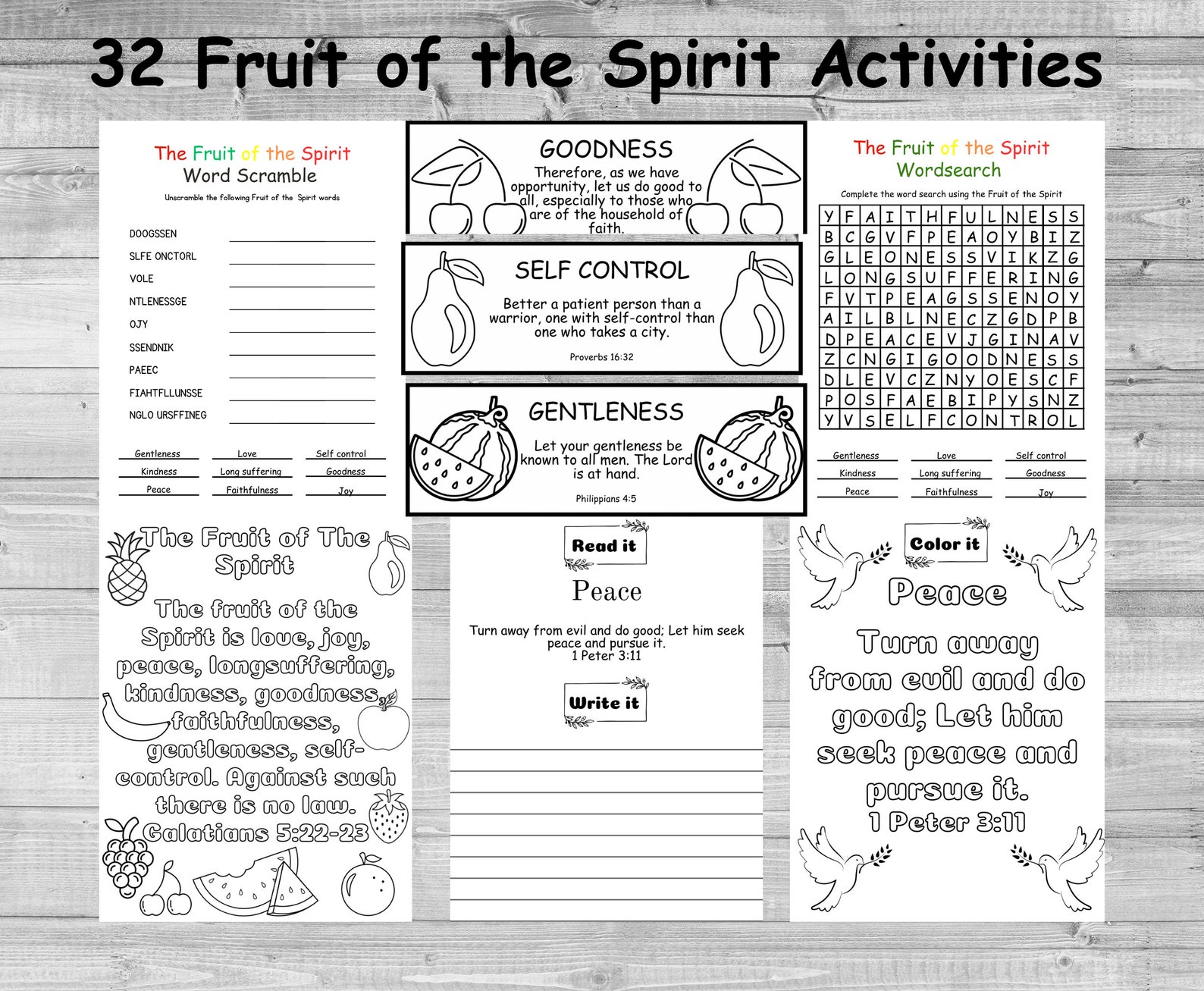 Fruit of the Spirit Coloring Pages, Fruit of the Spirit Activity Pages ...