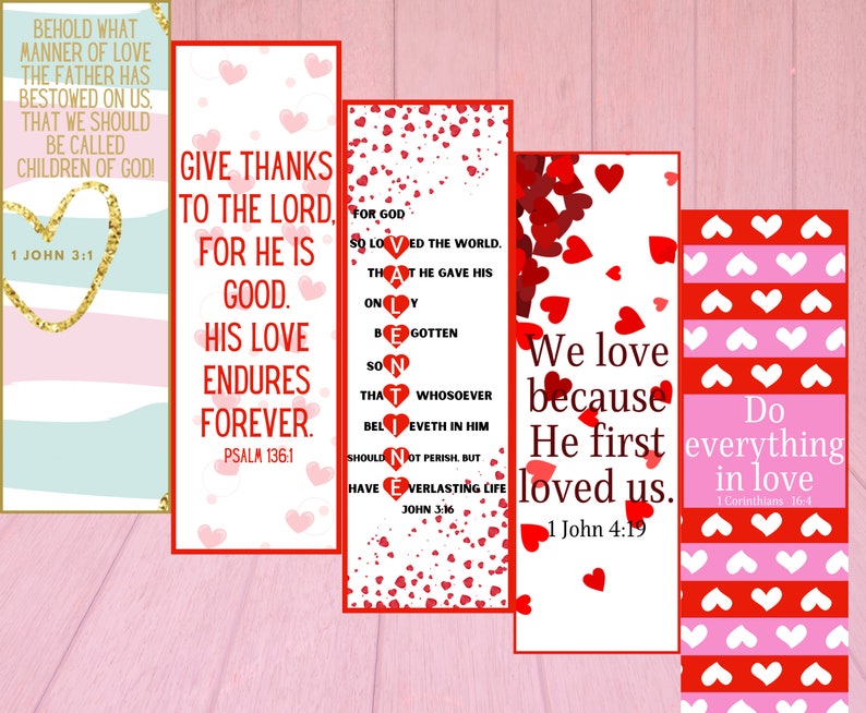 10 Love Bible Verse Bookmark Set, Christian Gift Tags, Digital Bookmark ...