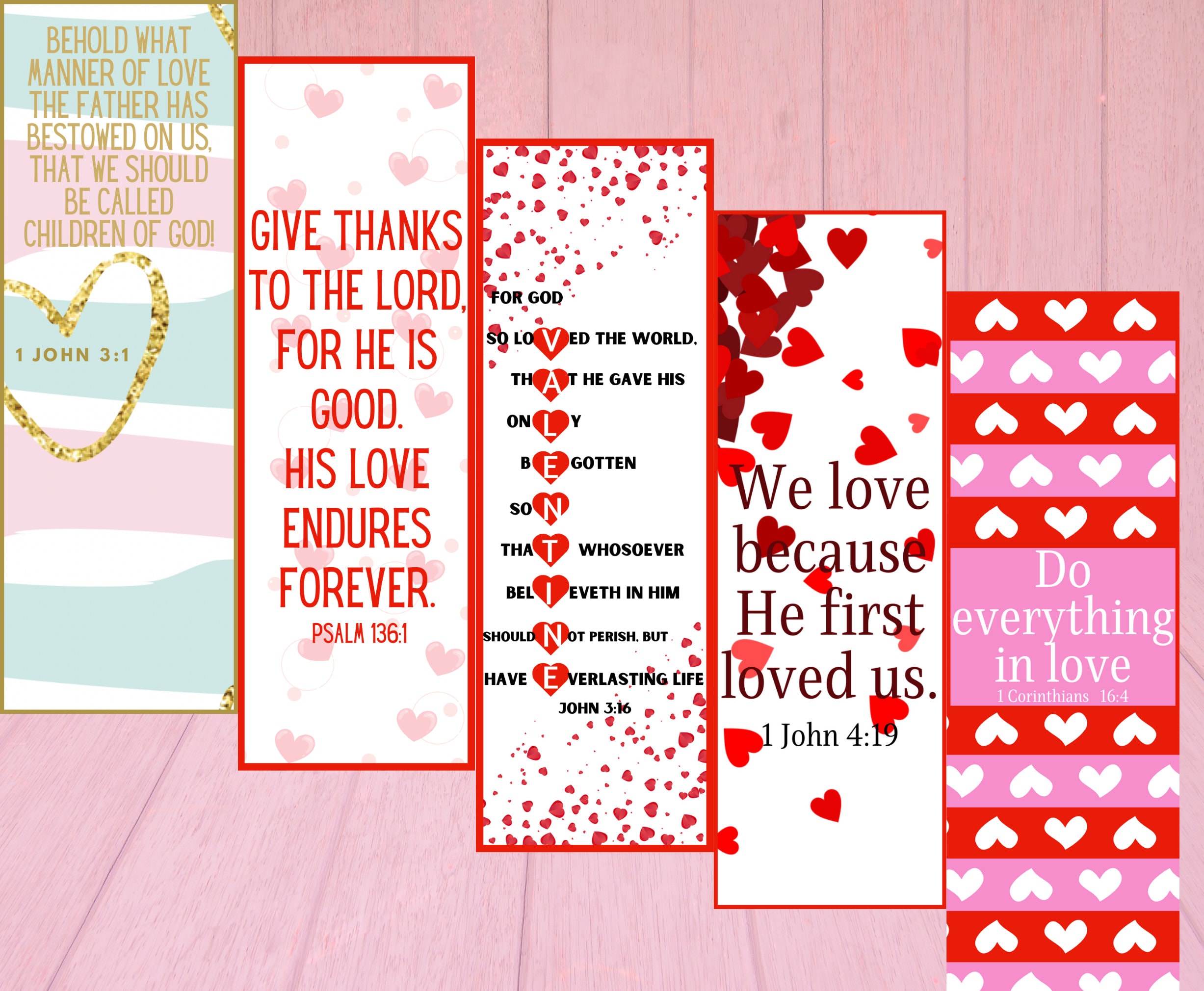 10 Love Bible Verse Bookmark Set, Christian Gift Tags, Digital Bookmark ...