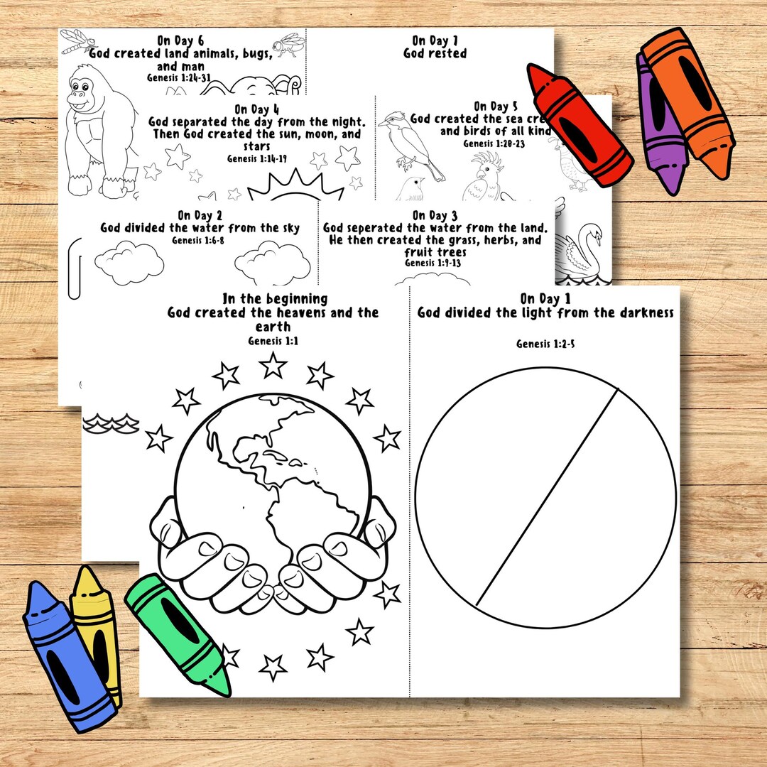 Days of Creation Coloring Page, Days of Creation Craft, Sunday School ...