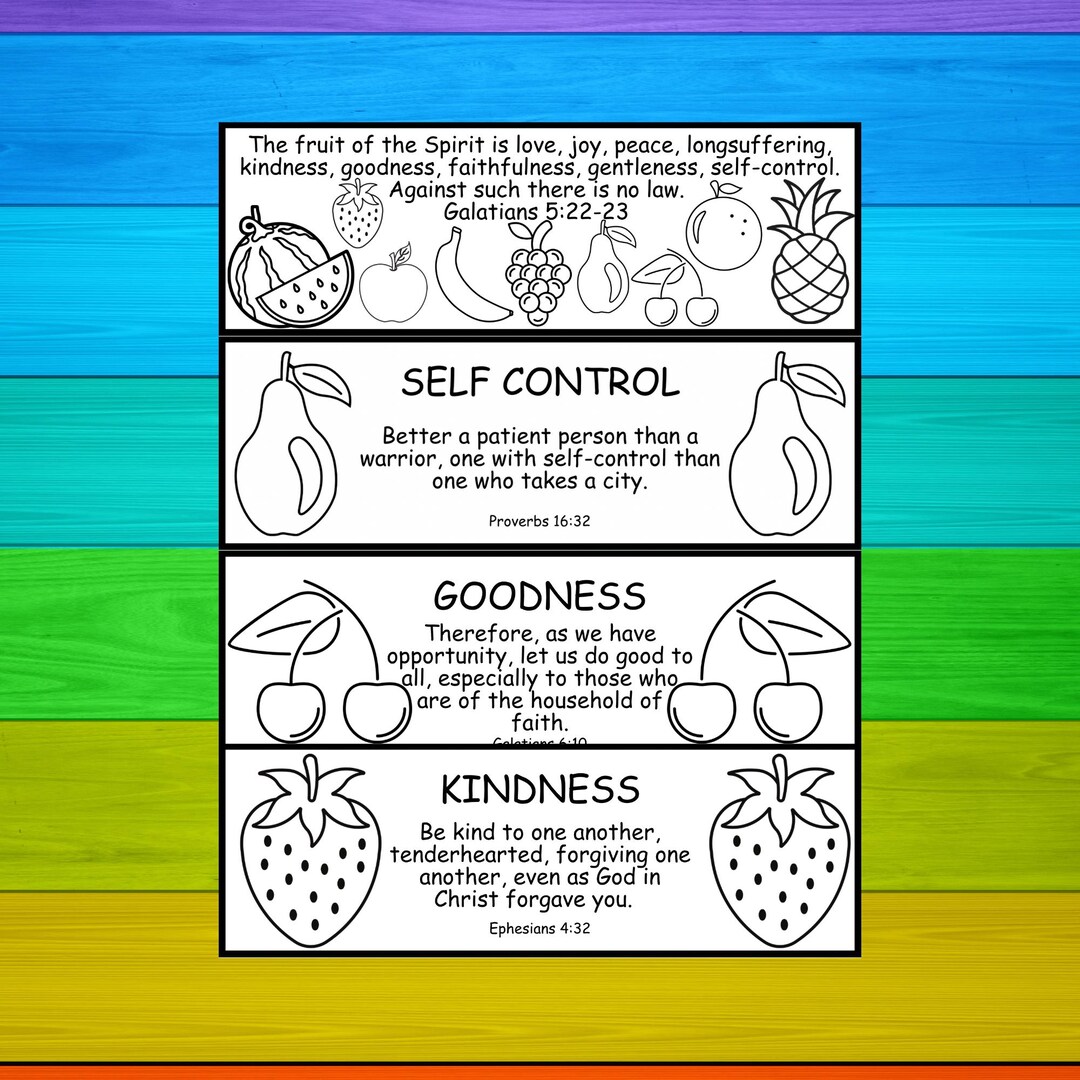 10 Fruit of the Spirit Coloring Bookmarks, Galatians 22 23, Bookmark ...