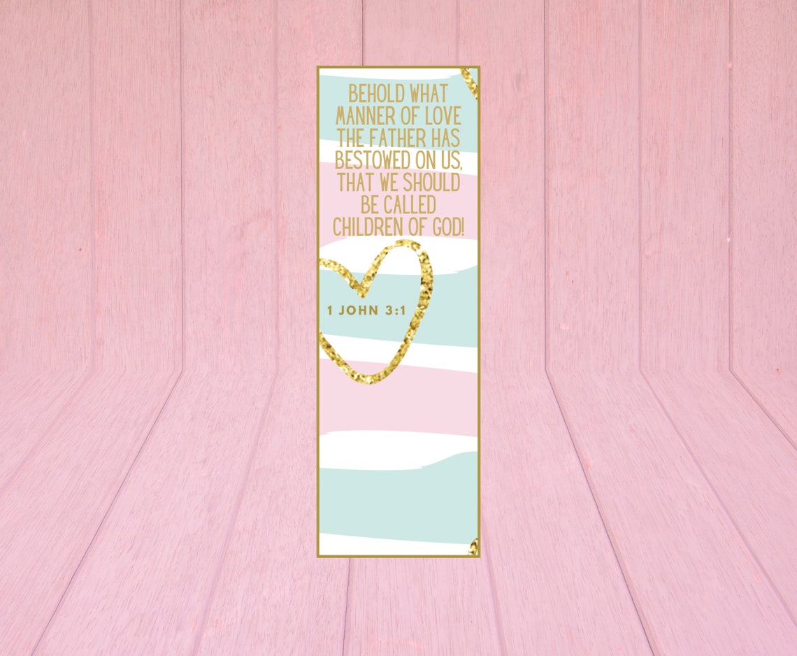 Set of 4 Love Bible Verse Bookmarks, Love Bookmarks, Valentine ...