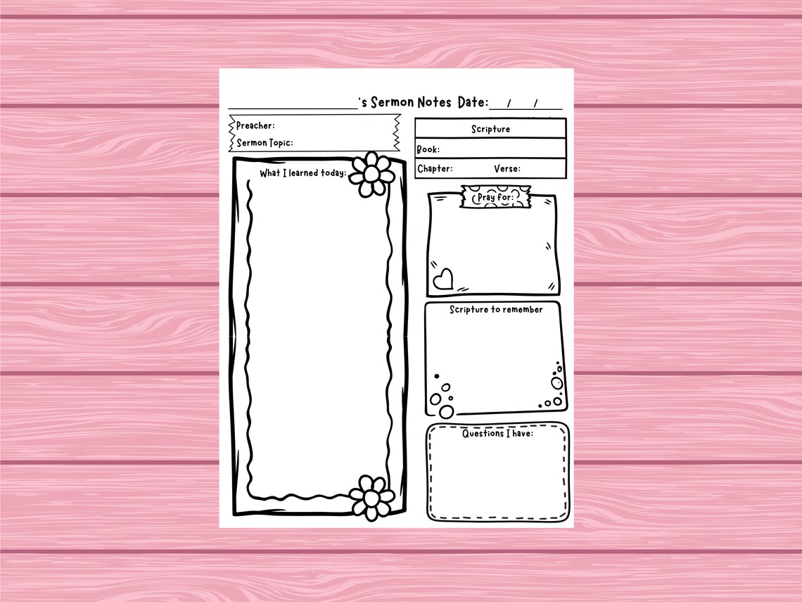 Sermon Notes for Girls, Sermon Notes for Teens, Sermon Notes for Kids ...