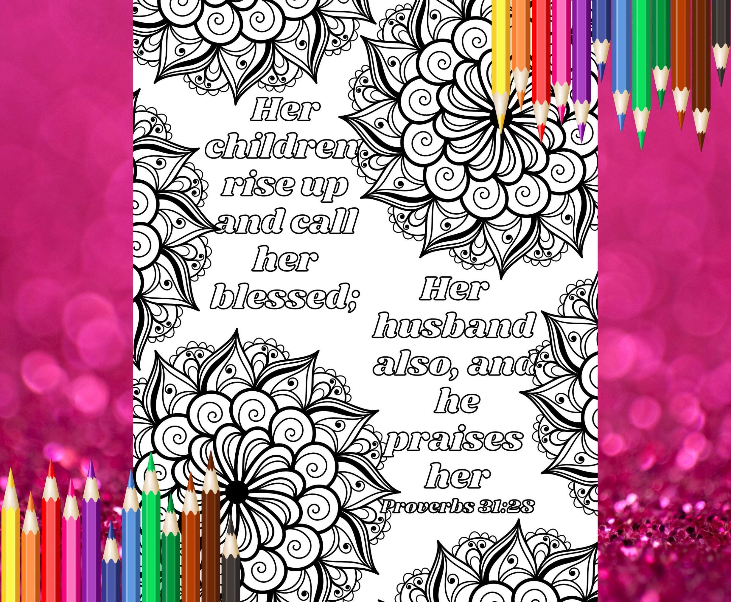 Bible Verse Coloring Pages for Girls and Women Scripture - Etsy