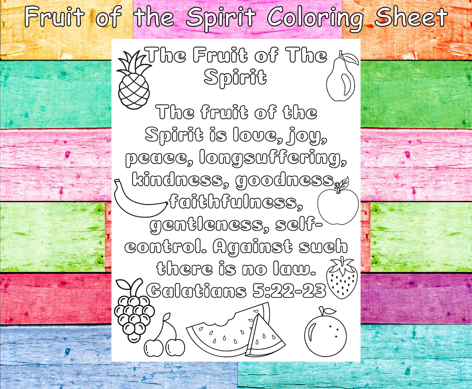 Fruit of the Spirit Coloring Page, Sunday School Activity, Galatians 5: ...