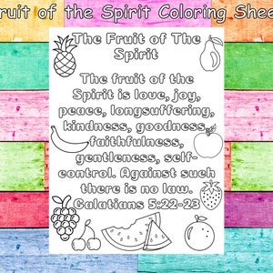 Fruit of the Spirit Coloring Page, Sunday School Activity, Galatians 5: ...
