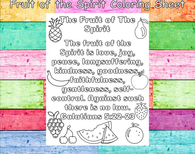 Fruit of the Spirit Coloring Page, Sunday School Activity, Galatians 5: ...