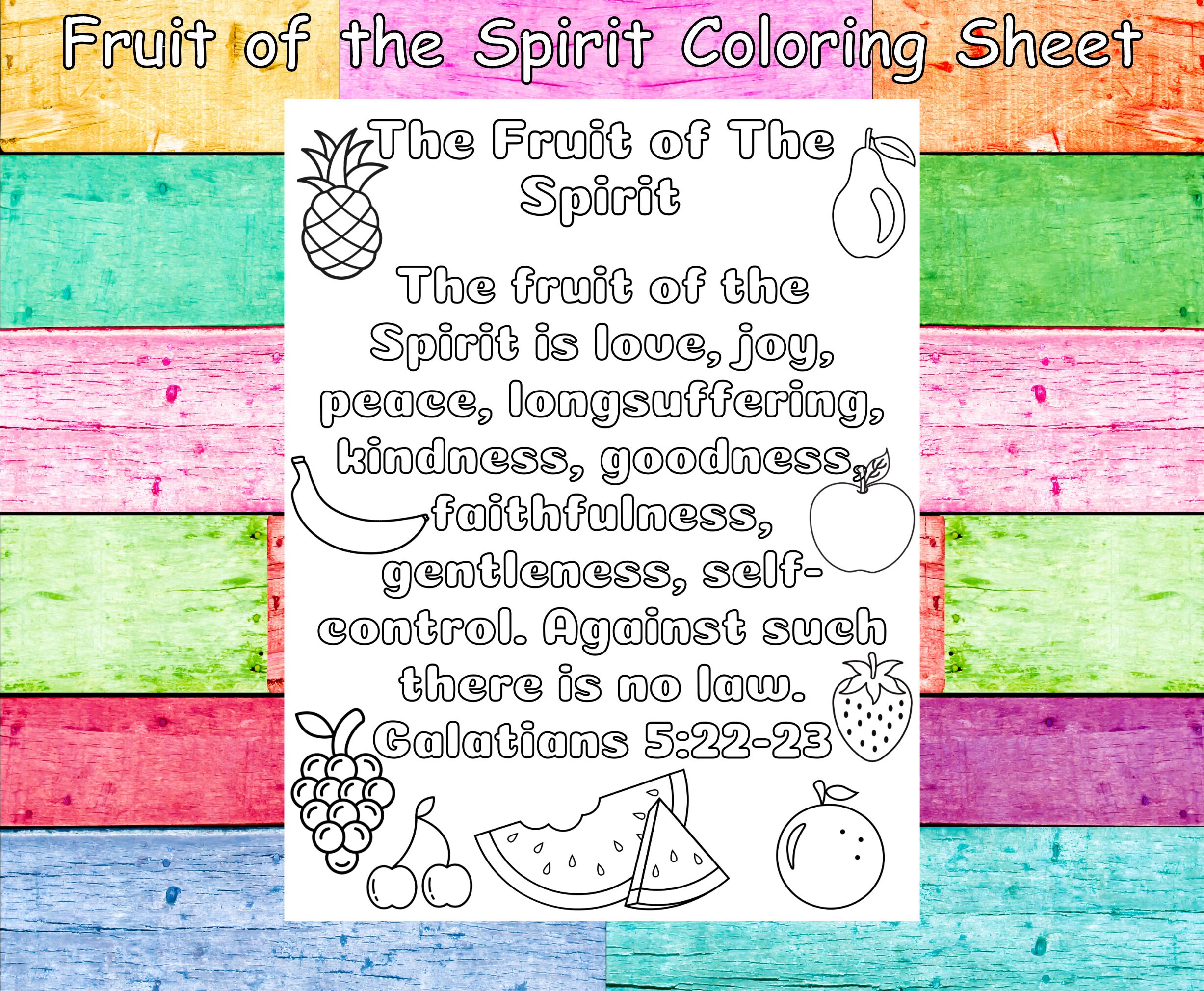 Fruit of the Spirit Coloring Page, Sunday School Activity, Galatians 5: ...